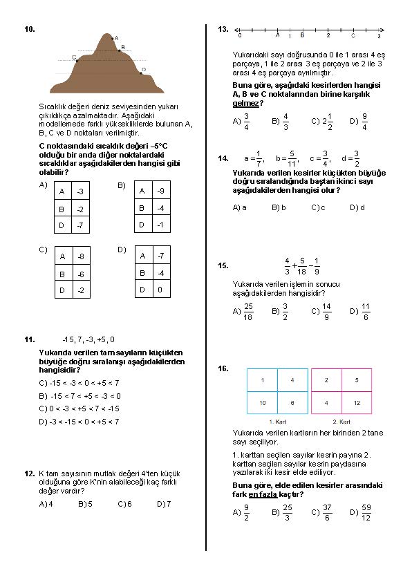 2023 2024 6 Sınıf Matematik 1 Dönem 2 Yazılı Soruları Matematik Vakti